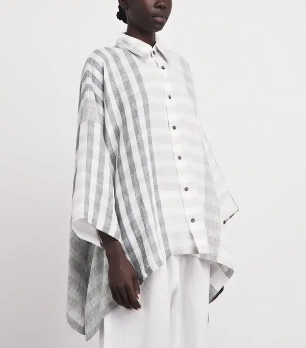 Eskandar Linen Cape Shirt With Asymmetrical Hem