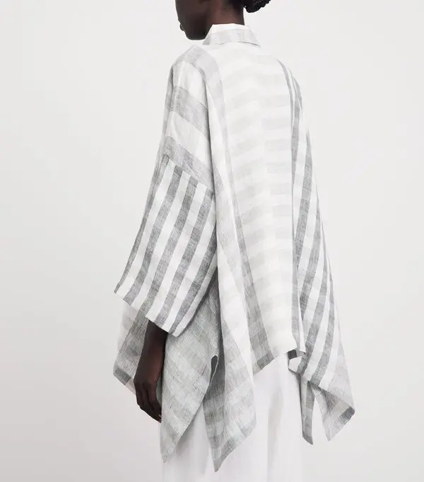 Eskandar Linen Cape Shirt With Asymmetrical Hem