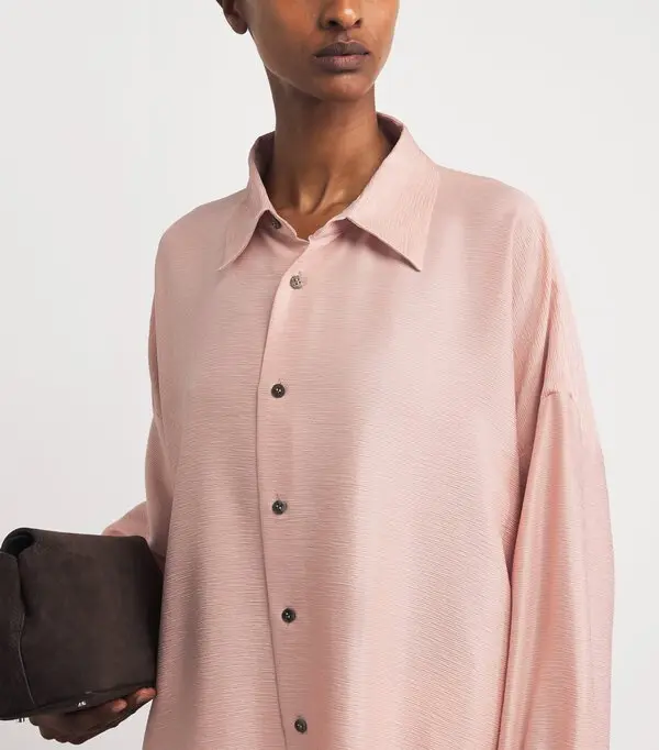 Eskandar Silk Plissé Wide A-line Shirt