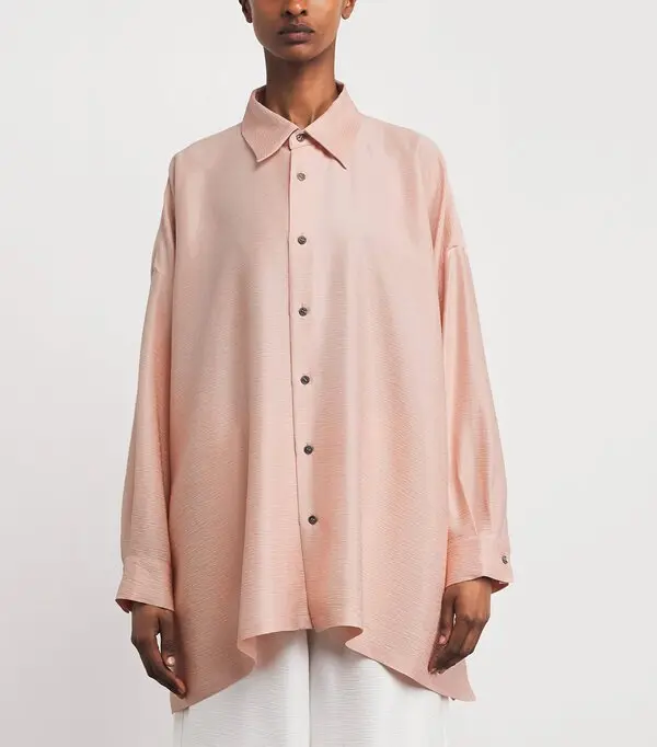Eskandar Silk Plissé Wide A-line Shirt
