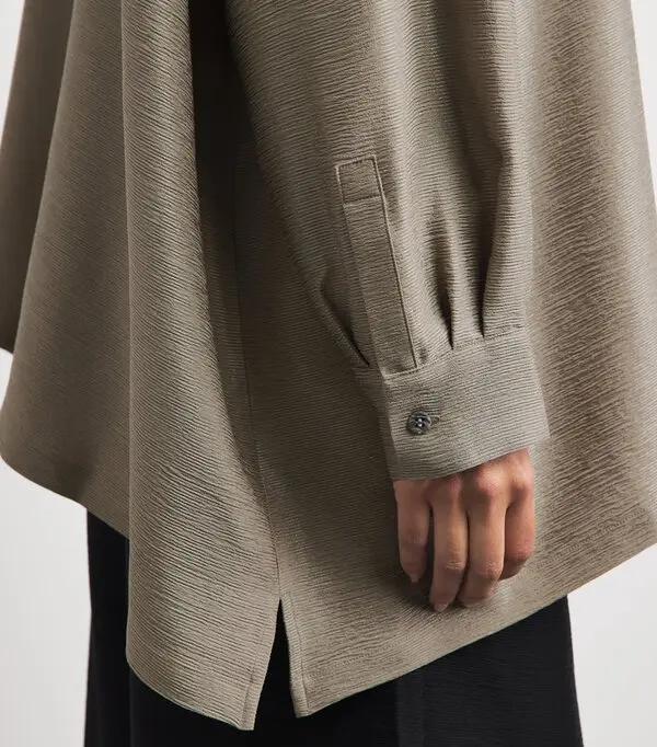 Eskandar Silk Plissé Wide A-line Shirt - Grey