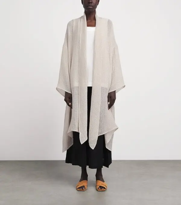 Eskandar Longline Linen-blend Cardigan