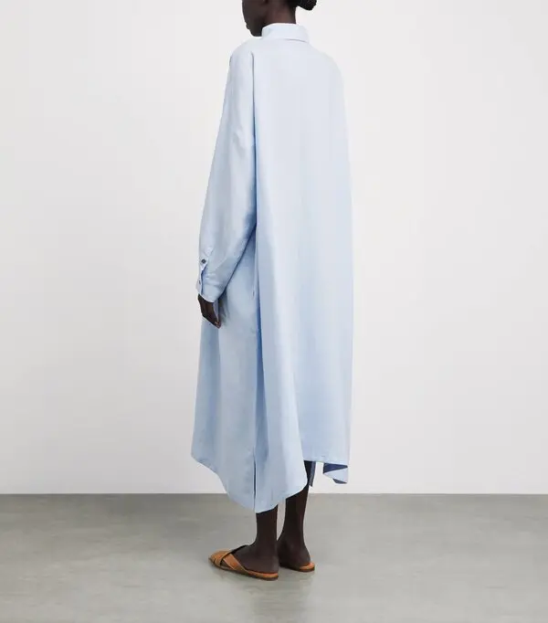 Eskandar Linen Check A-line Midi Shirt Dress