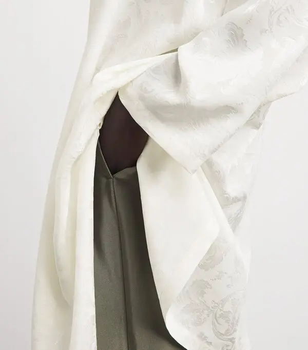 Eskandar Silk Jacquard Mandarin Collar Shirt - Grey