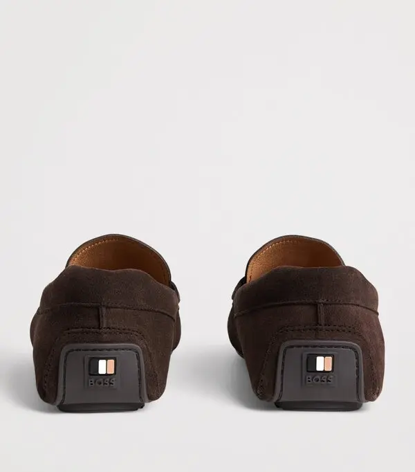 BOSS Suede Noel Driving Shoes - Brown