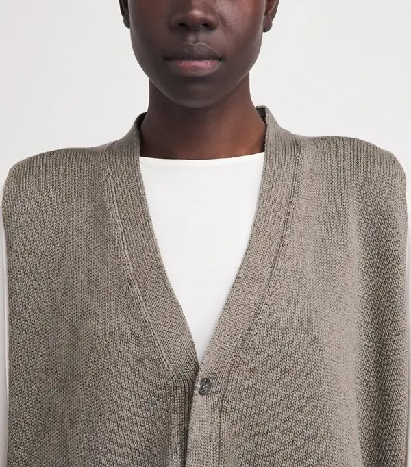 Eskandar Sleeveless Linen-organic Cotton Cardigan - Neutral