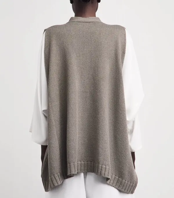Eskandar Sleeveless Linen-organic Cotton Cardigan - Neutral