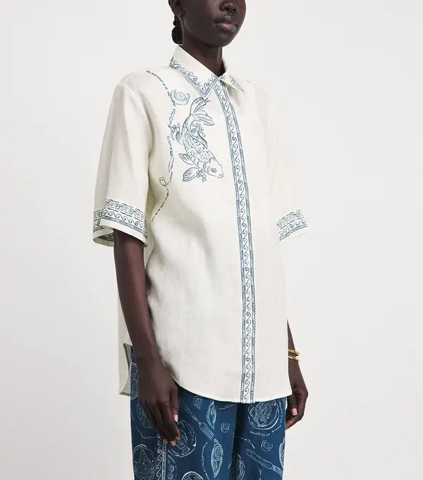ALEMAIS Linen Printed Lucky Shirt - Ivory