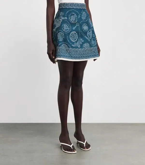 ALEMAIS Alémais Lucky Printed Linen Mini Skirt