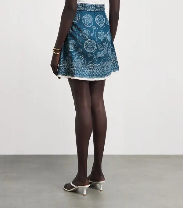 ALEMAIS Alémais Lucky Printed Linen Mini Skirt