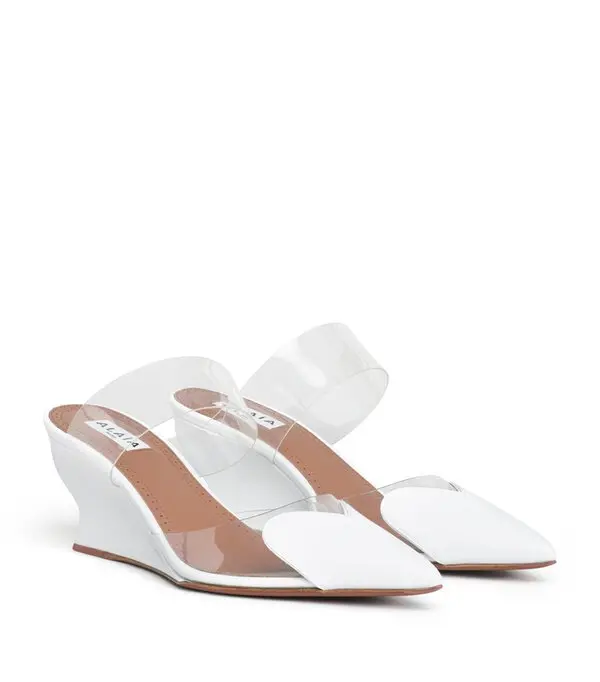 Alaïa Le Coeur Wedge Mules - White