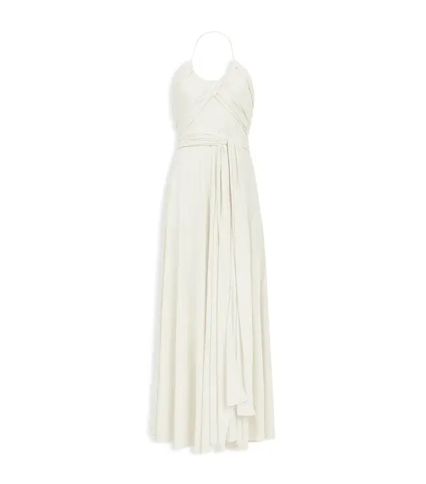 Alaïa Draped Jersey Halterneck Maxi Dress - White