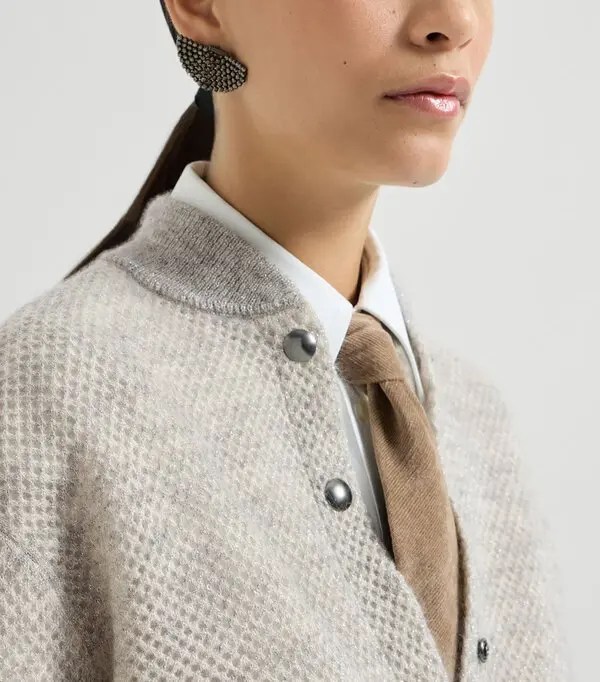 Brunello Cucinelli Mohair Blend Bomber Cardigan