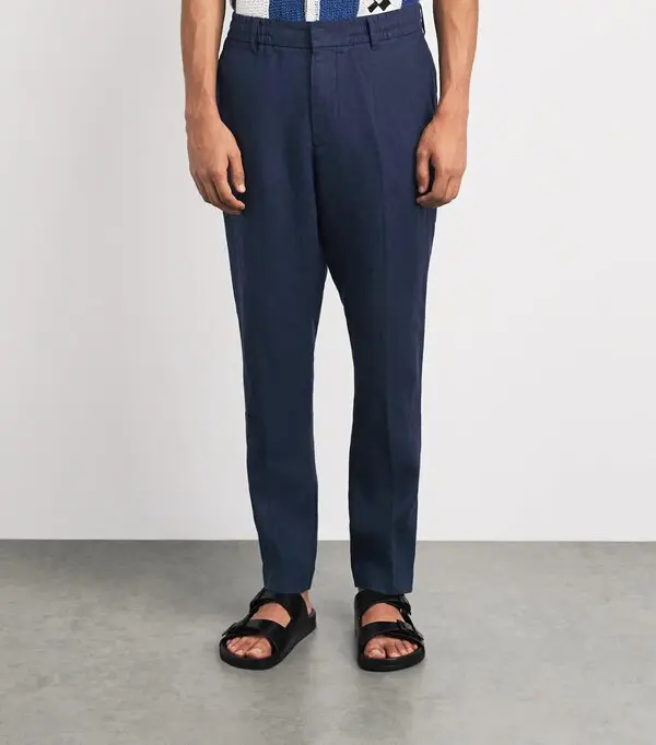 NN.07 Linen Tapered Trousers - Navy