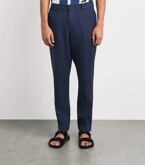 NN.07 Linen Tapered Trousers - Navy