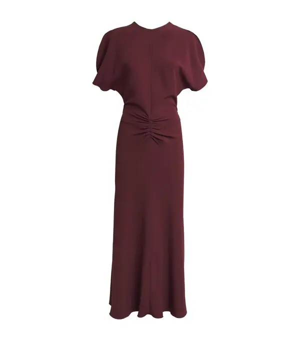 Victoria Beckham Cady Bela Midi Dress - Burgundy
