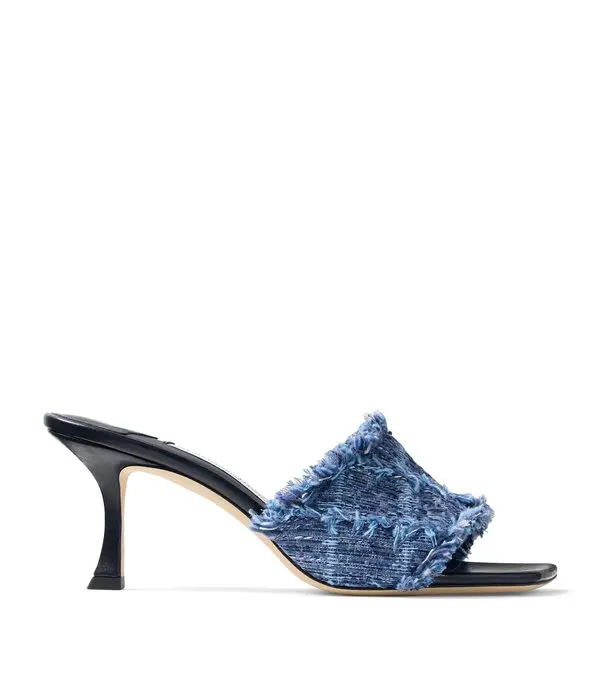 JIMMY CHOO Alexia 70 Woven Heeled Mules With Fringe Detail - Blue
