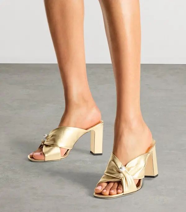 JIMMY CHOO Rafi 85 Metallic Leather Heeled Sandals - Gold