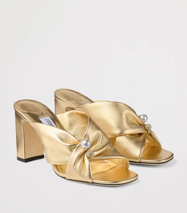JIMMY CHOO Rafi 85 Metallic Leather Heeled Sandals - Gold