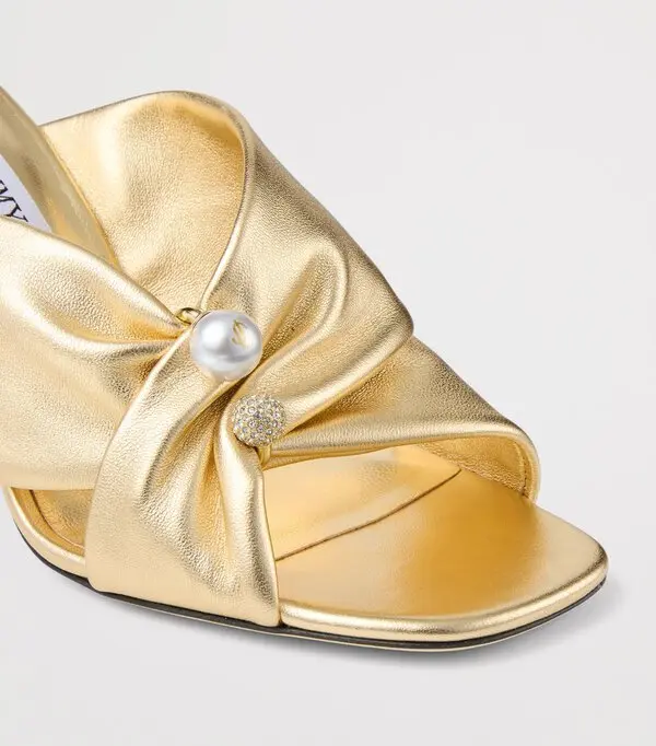 JIMMY CHOO Rafi 85 Metallic Leather Heeled Sandals - Gold