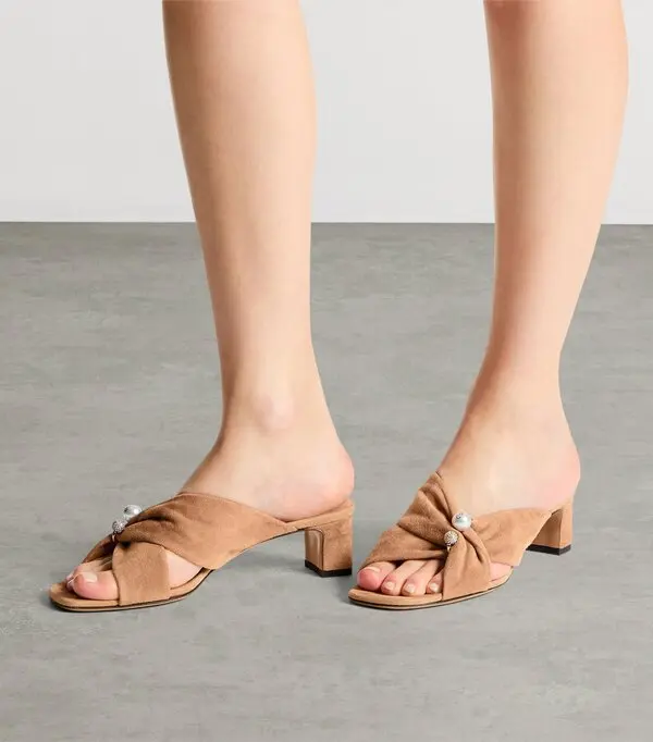 JIMMY CHOO Rafi Leather Heeled Mules - Beige