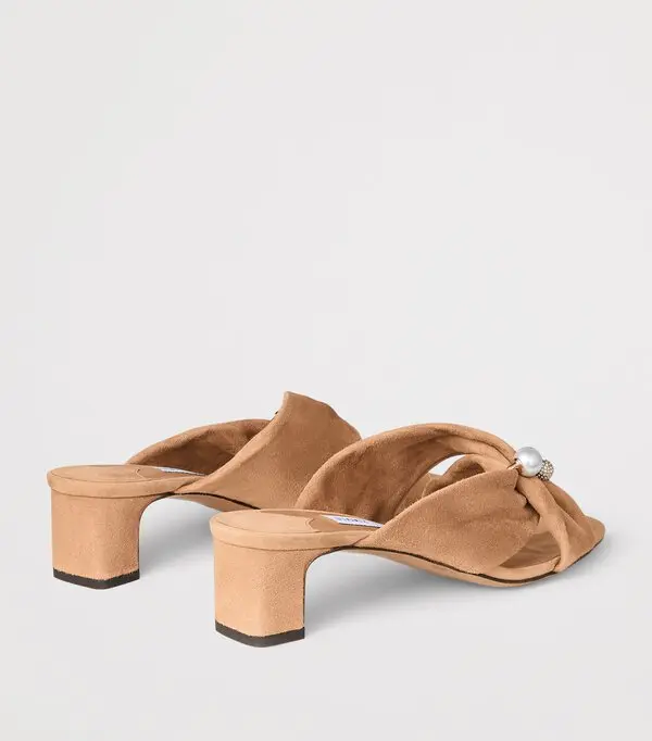 JIMMY CHOO Rafi Leather Heeled Mules - Beige