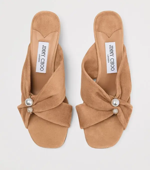 JIMMY CHOO Rafi Leather Heeled Mules - Beige