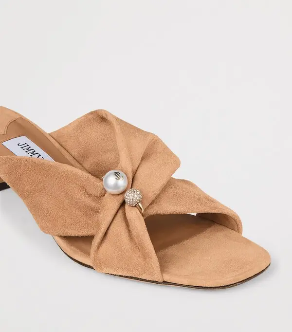 JIMMY CHOO Rafi Leather Heeled Mules - Beige