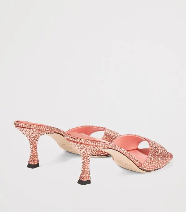 JIMMY CHOO Skye 70 Embellished Satin Mules - Pink
