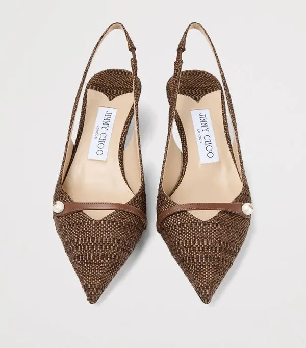 JIMMY CHOO Amita 45 Woven Slingback Pumps - Brown