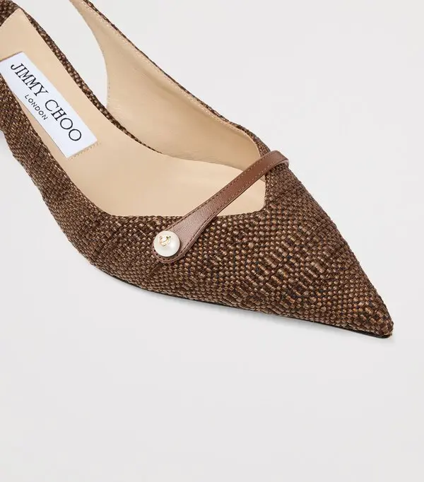 JIMMY CHOO Amita 45 Woven Slingback Pumps - Brown