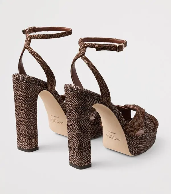 JIMMY CHOO Kove 120 Woven Platform Sandals - Brown