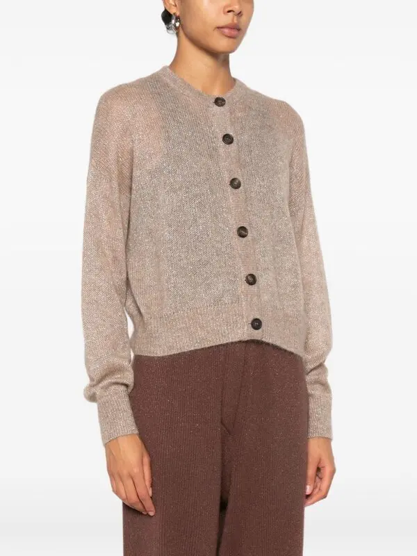 Brunello Cucinelli Sheer Knit Cardigan - Brown