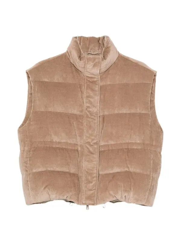 Brunello Cucinelli Padded Down Vest With Corduroy Texture - Brown