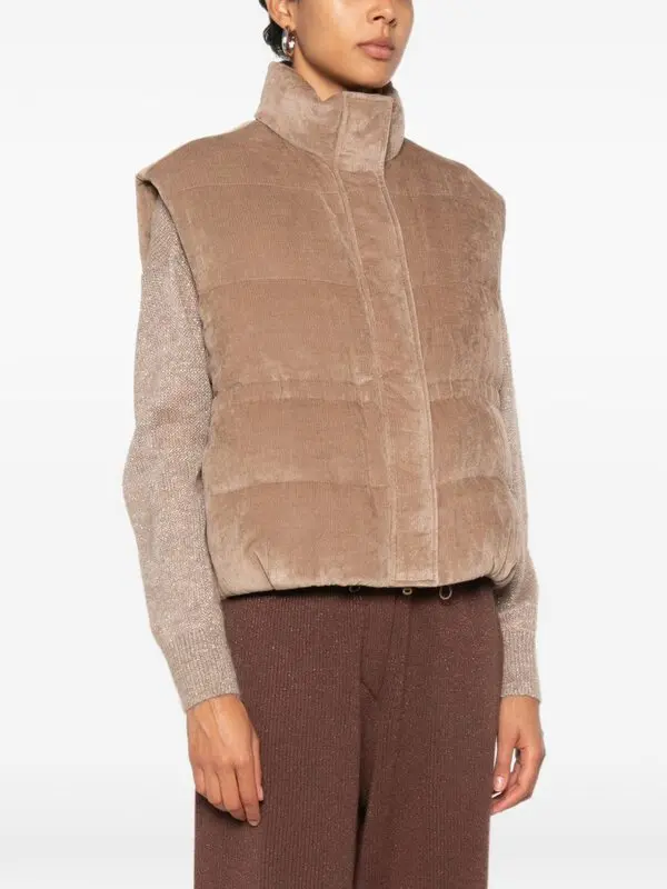 Brunello Cucinelli Padded Down Vest With Corduroy Texture - Brown