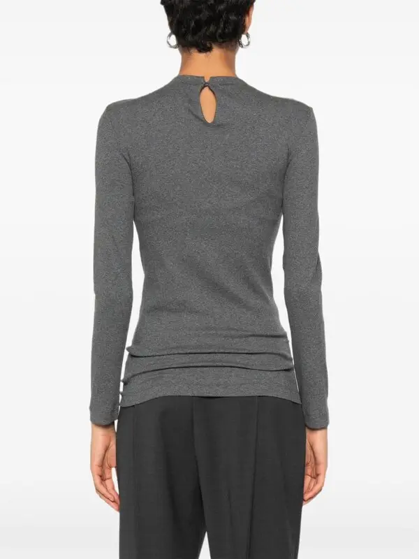 Brunello Cucinelli Dark Monili Trim Crewneck Sweater