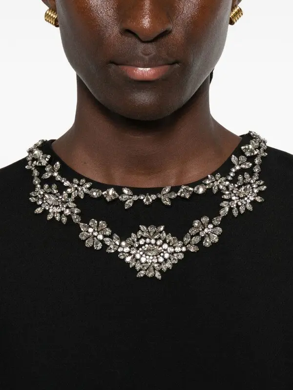 Valentino Garavani Wool And Silk Blend Mini Dress With Crystal Embellishment - Black