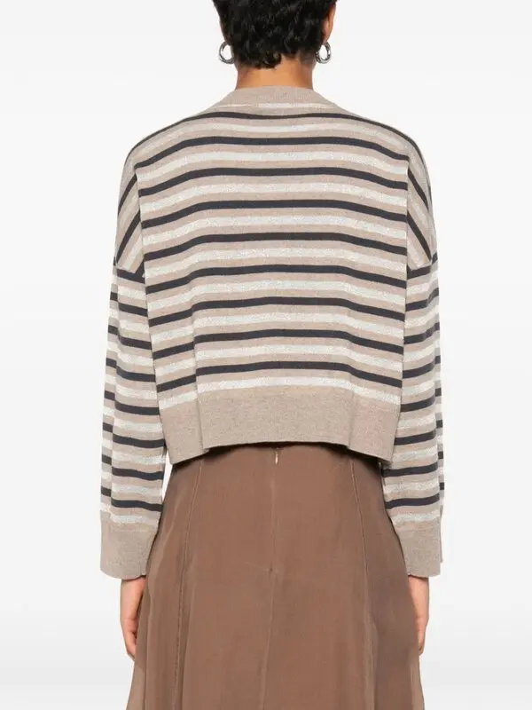Brunello Cucinelli Striped Cashmere Sweater - Brown