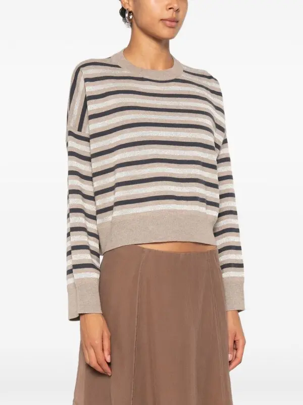 Brunello Cucinelli Striped Cashmere Sweater - Brown