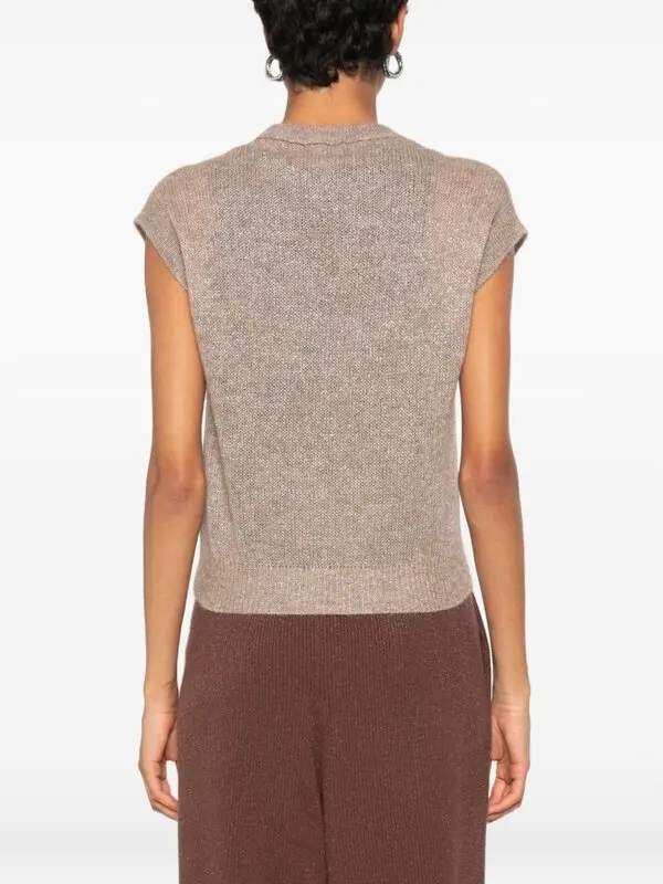 Brunello Cucinelli Beige Semi-sheer Knit Sweater - Brown
