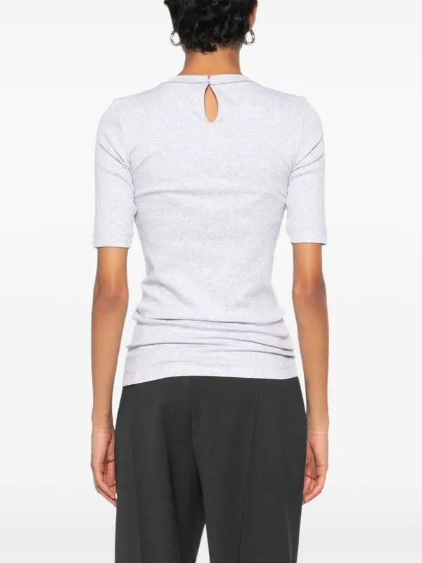 Brunello Cucinelli Crewneck Sweater With Monili Trim - Grey