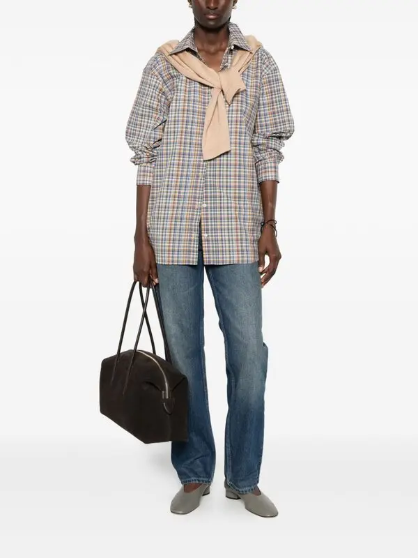 TOTEME Checkered Cotton Shirt - Blue