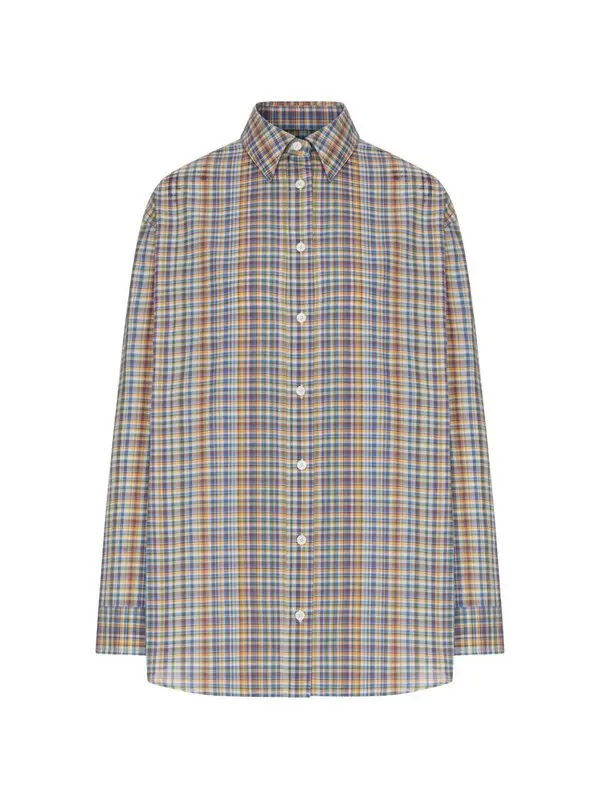 TOTEME Checkered Cotton Shirt - Blue