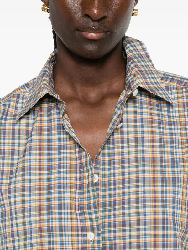 TOTEME Checkered Cotton Shirt - Blue