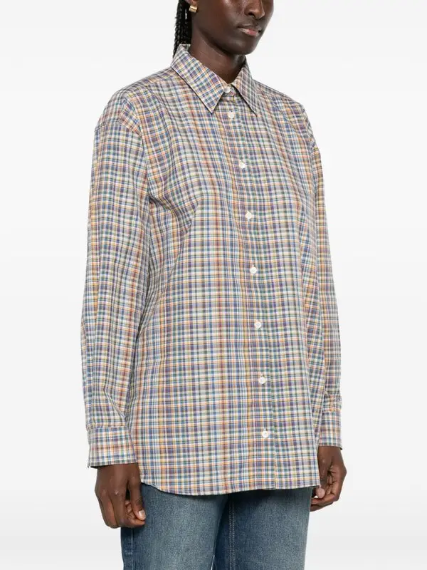 TOTEME Checkered Cotton Shirt - Blue