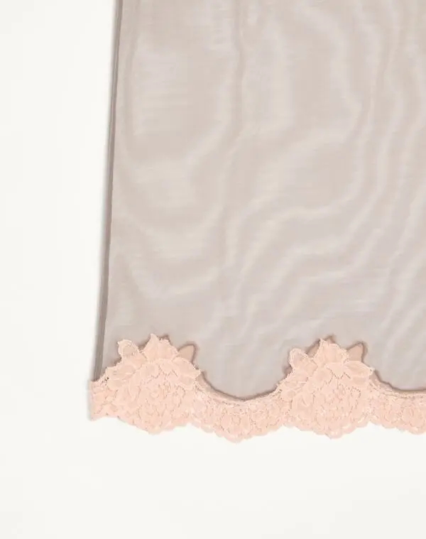 Valentino Garavani Tulle Midi Skirt With Lace Hem - Grey