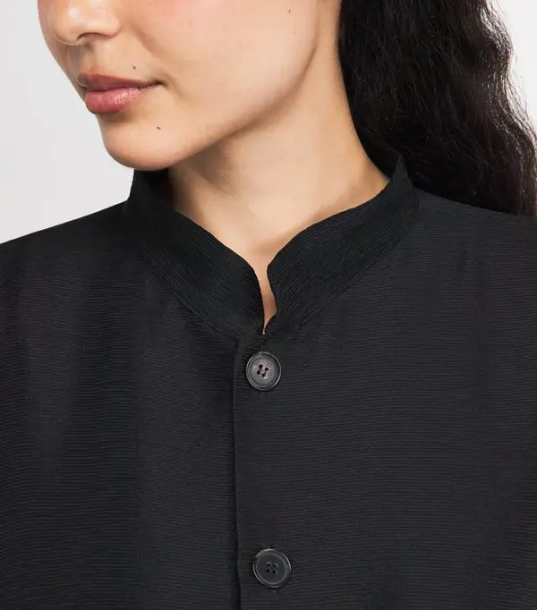 Eskandar Silk Plissé Mandarin Collar A-line Jacket