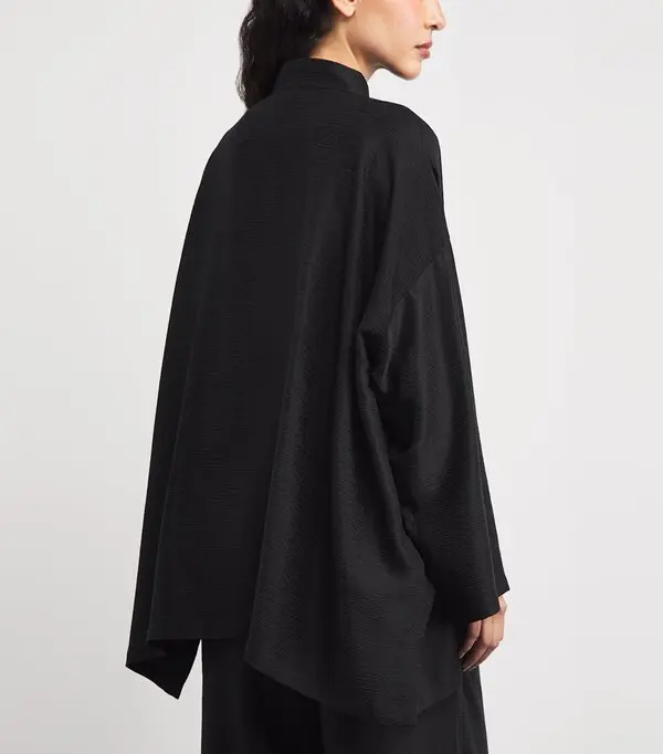 Eskandar Silk Plissé Mandarin Collar A-line Jacket