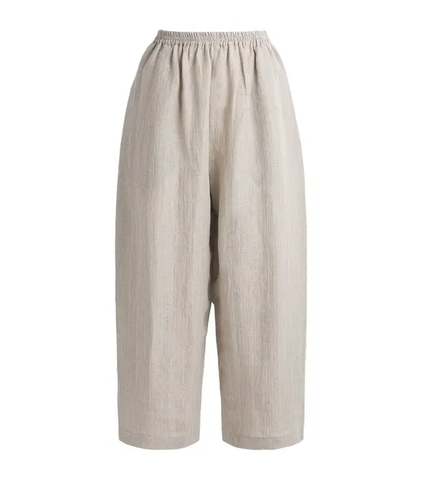 Eskandar Linen-blend Wide Leg Trousers - Neutral