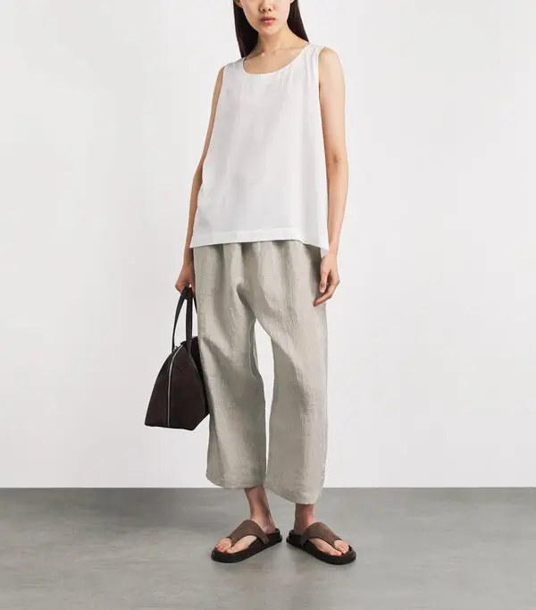Eskandar Linen-blend Wide Leg Trousers - Neutral